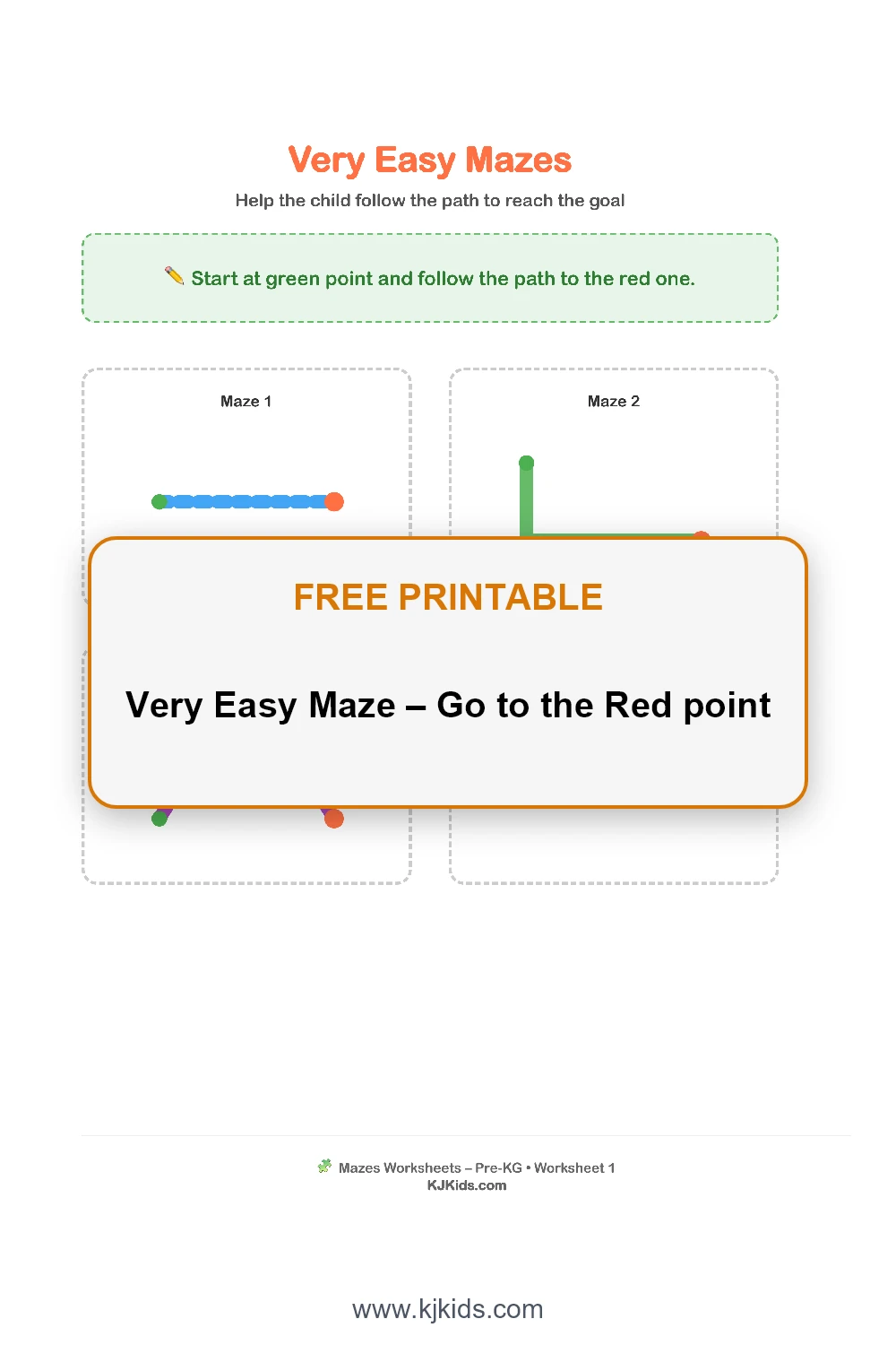 Very Easy Maze – Go to the Red point - KJKids Learning