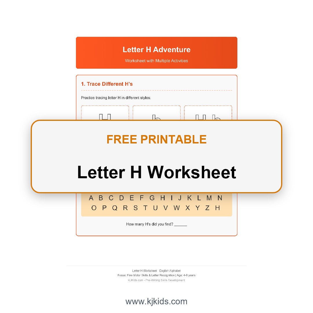 Free Printable Letter H Worksheets for Kids - KJKids Learning